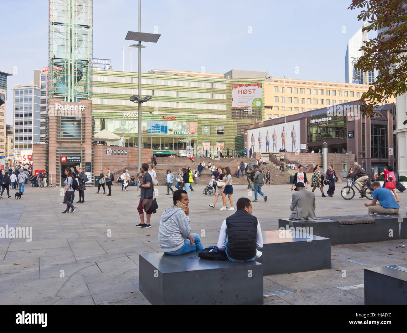 Jernbanetorget, Oslo Norway, central square in front of the main ...