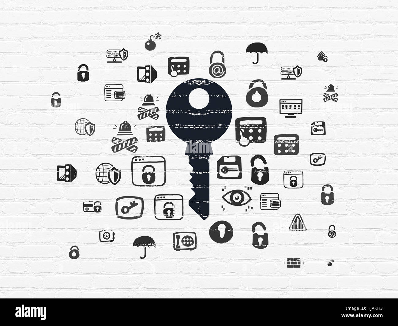 Safety concept: Key on wall background Stock Photo - Alamy