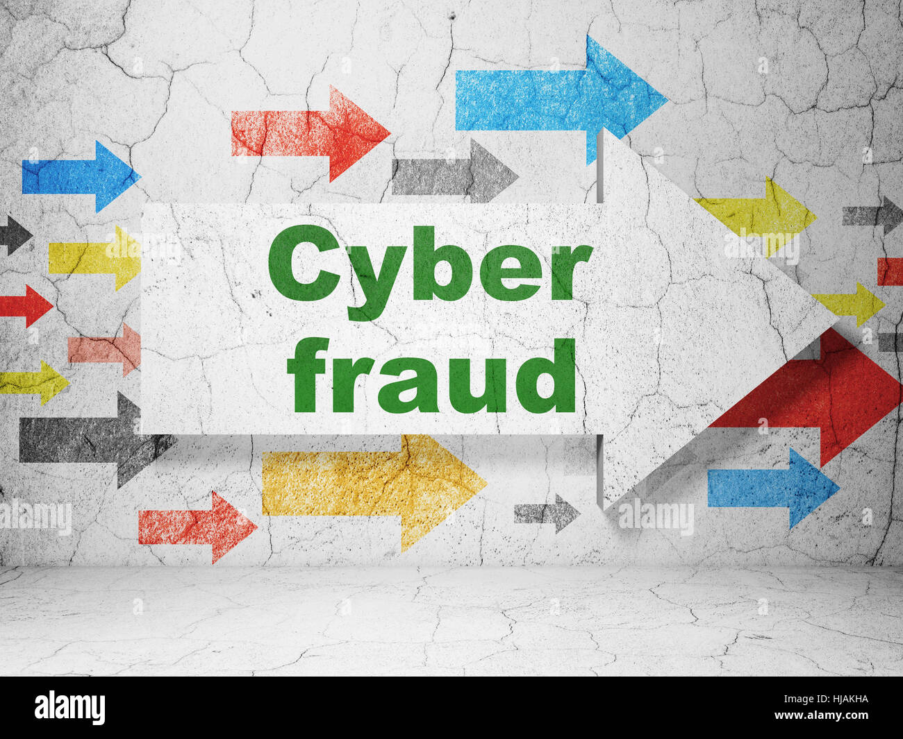 Security concept: arrow with Cyber Fraud on grunge wall background Stock Photo - Alamy