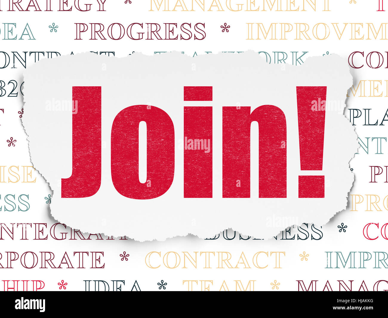 Business concept: Join! on Torn Paper background Stock Photo - Alamy