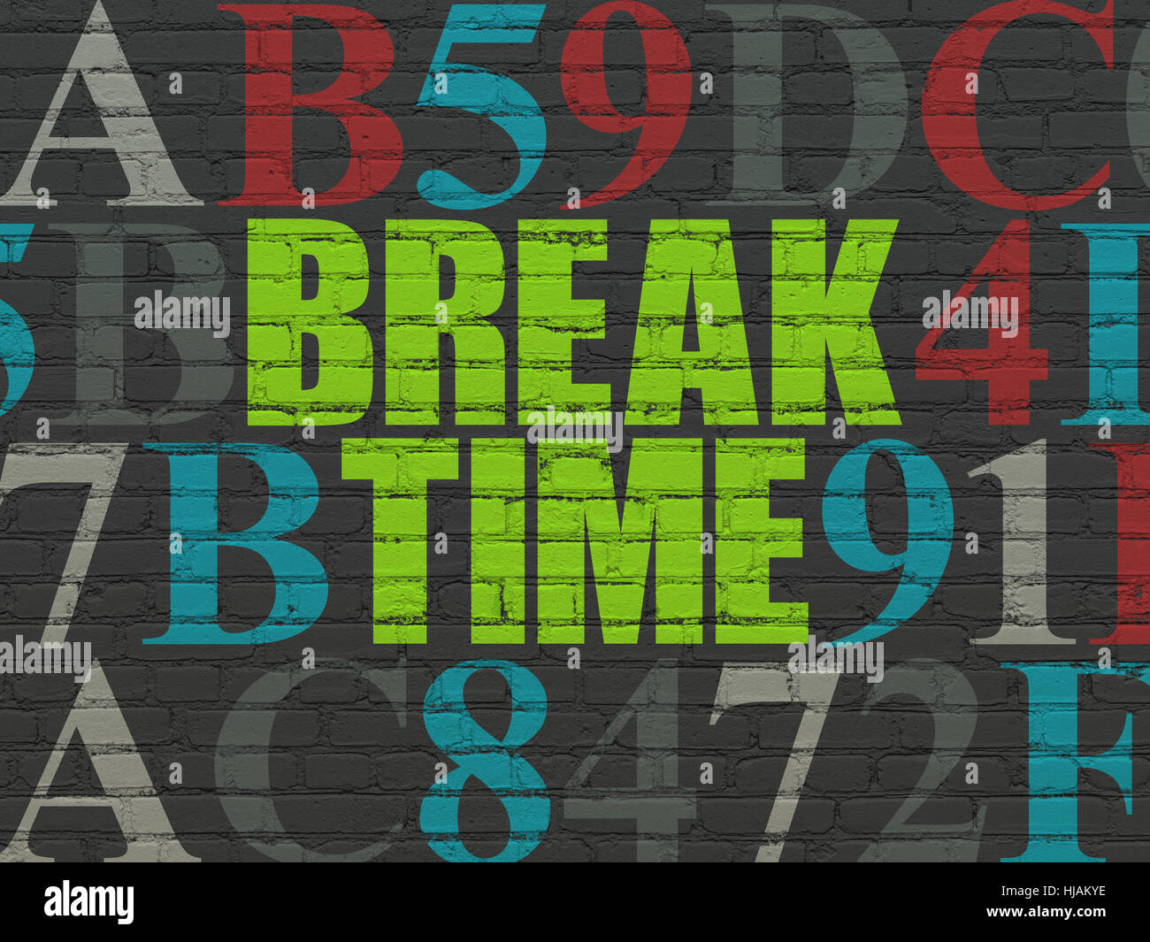 Time concept: Break Time on wall background Stock Photo - Alamy