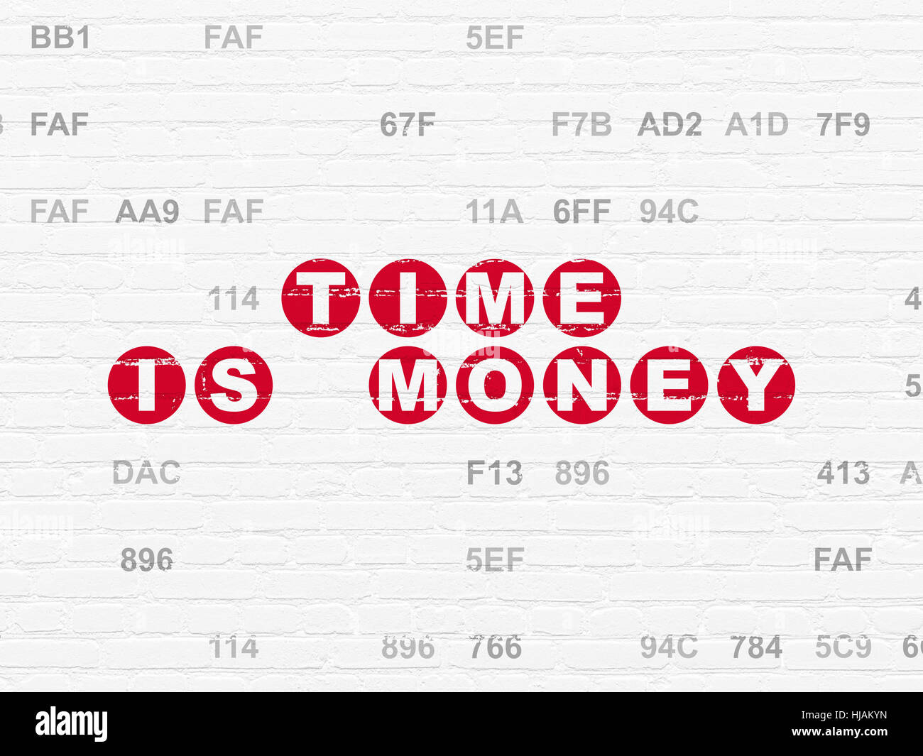 Timeline concept: Time Is money on wall background Stock Photo - Alamy