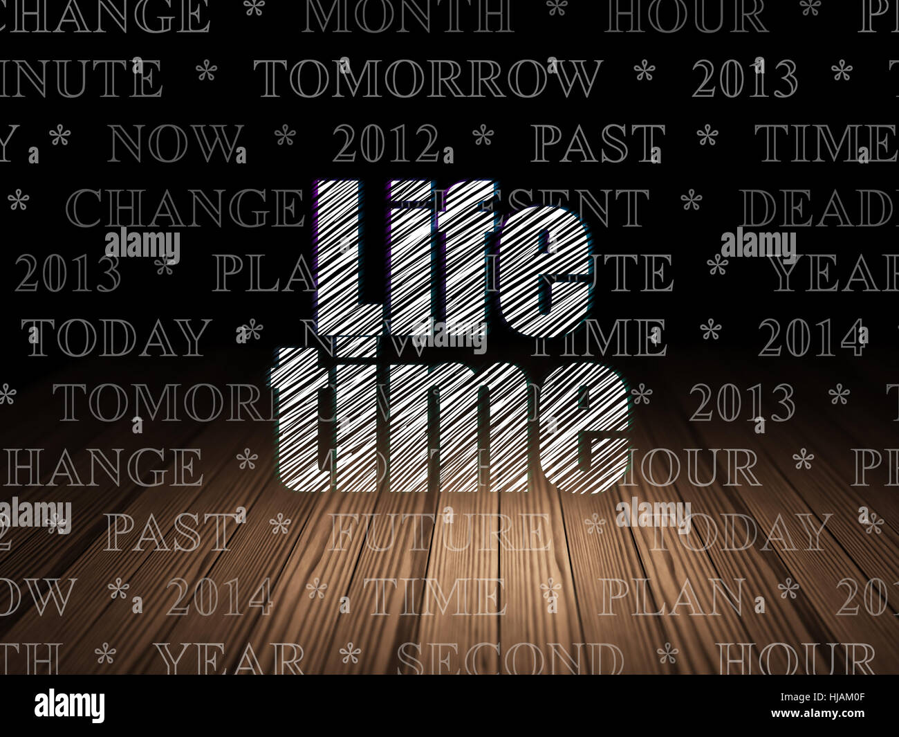 Timeline concept: Life Time in grunge dark room Stock Photo - Alamy
