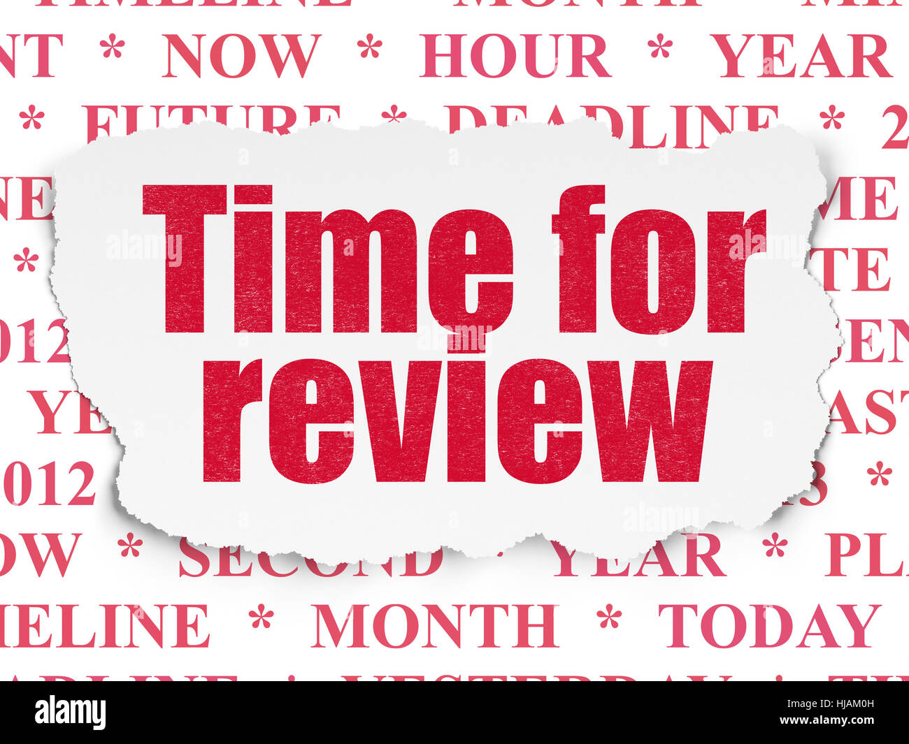 Timeline concept: Time for Review on Torn Paper background Stock Photo ...