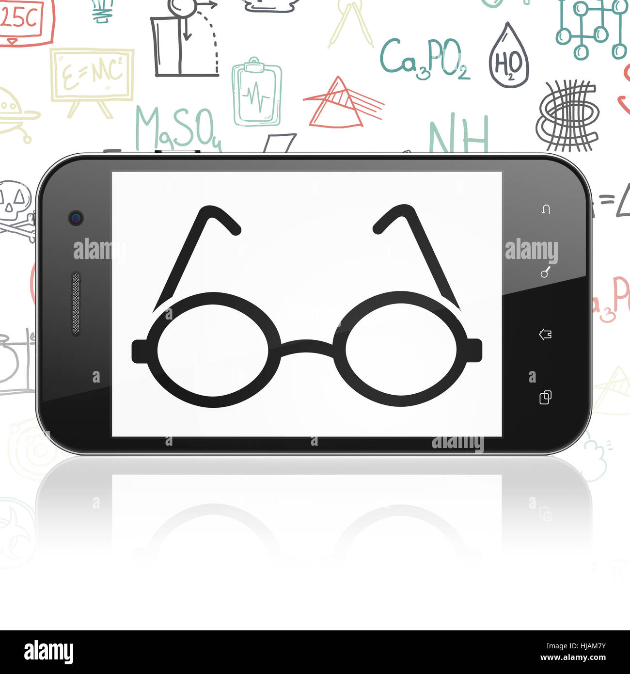 Science concept: Smartphone with Glasses on display Stock Photo - Alamy