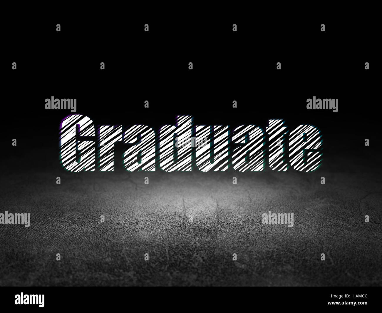 Learning concept: Graduate in grunge dark room Stock Photo - Alamy