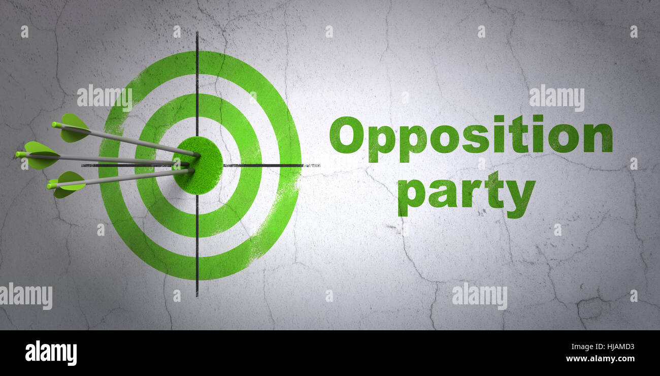 Political concept: target and Opposition Party on wall background Stock ...