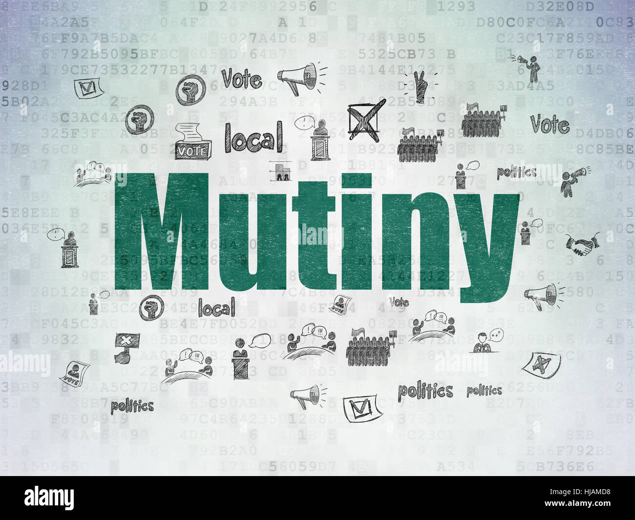 Political concept: Mutiny on Digital Data Paper background Stock Photo ...
