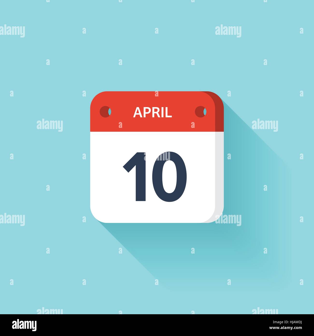 April 10. Isometric Calendar Icon With Shadow.Vector Illustration,Flat ...