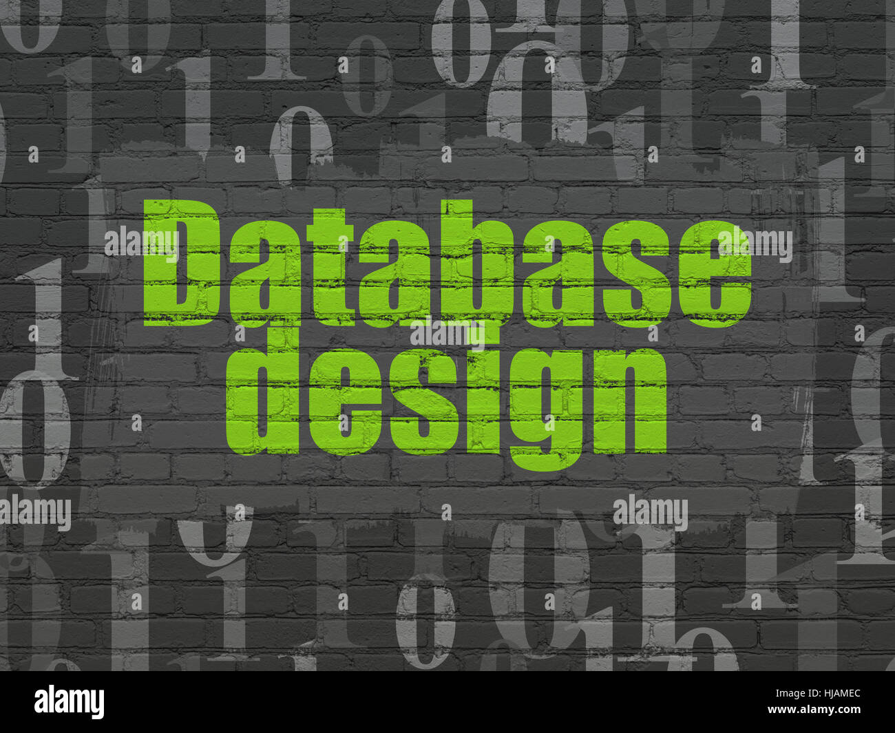 Software concept: Database Design on wall background Stock Photo - Alamy