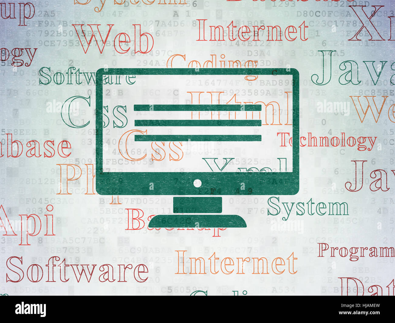 Software concept: Monitor on Digital Data Paper background Stock Photo ...