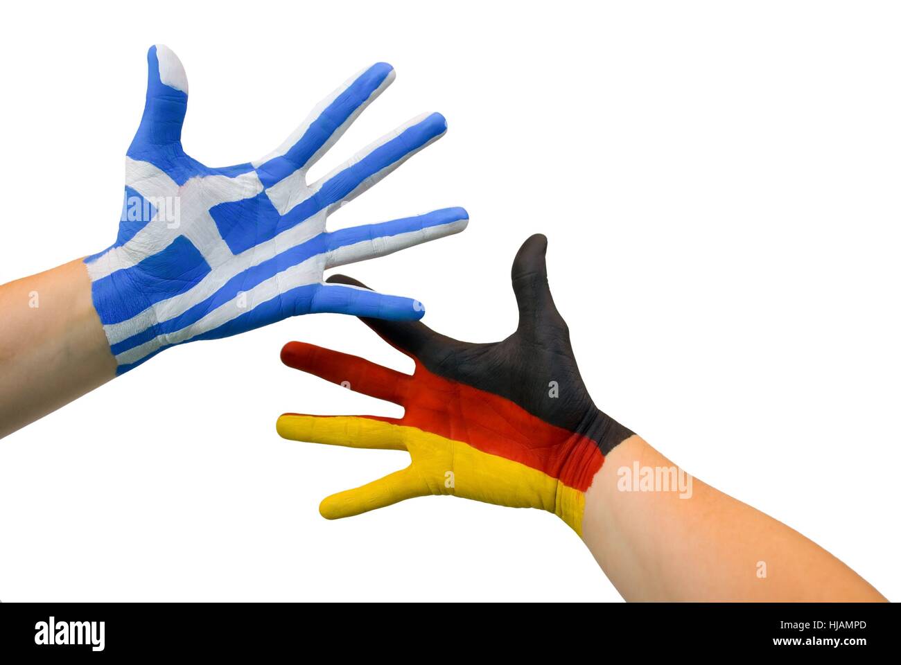 a greek and a german hand, isolated Stock Photo - Alamy