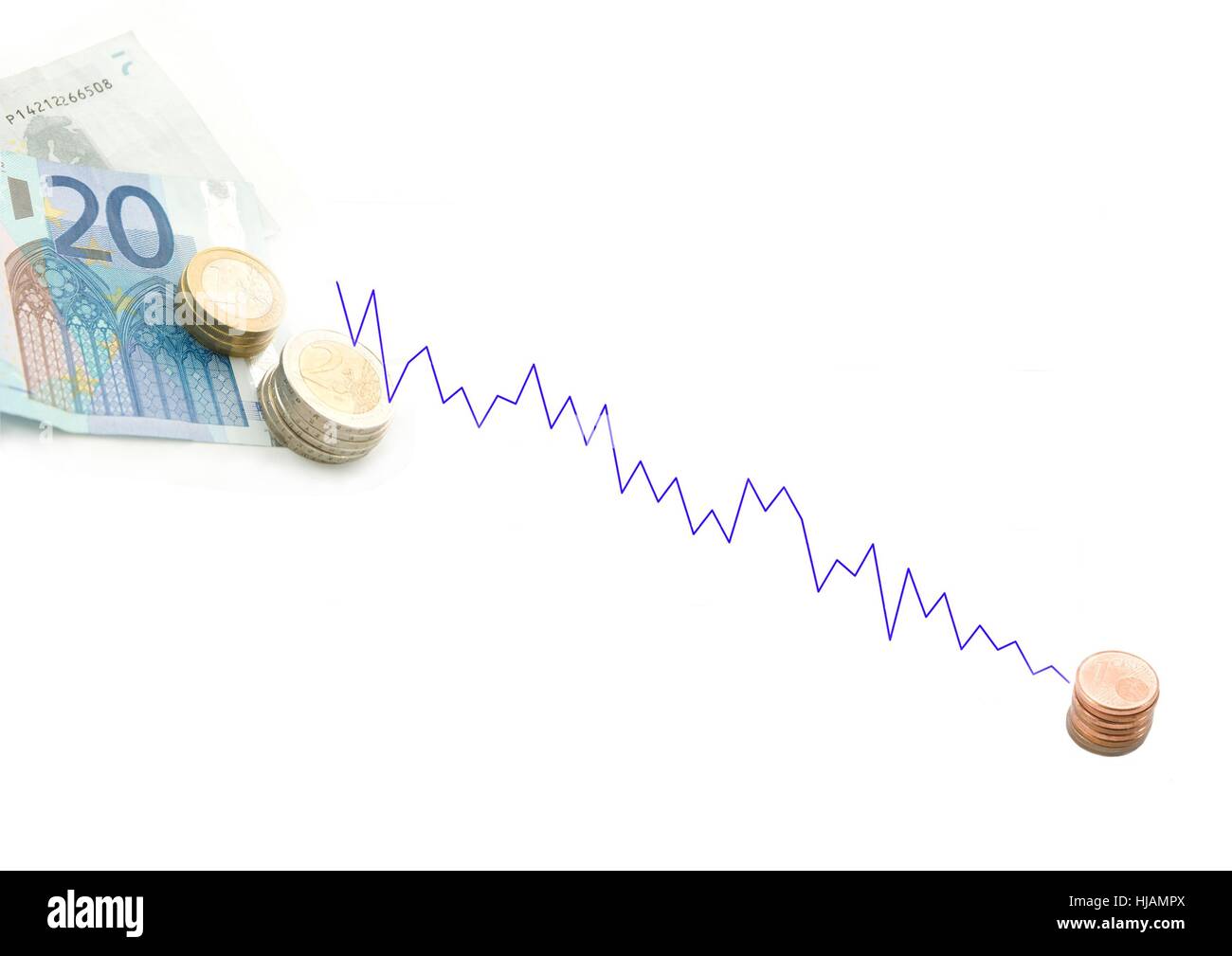 money symbolizing the euro crisis, money loses its value Stock Photo ...