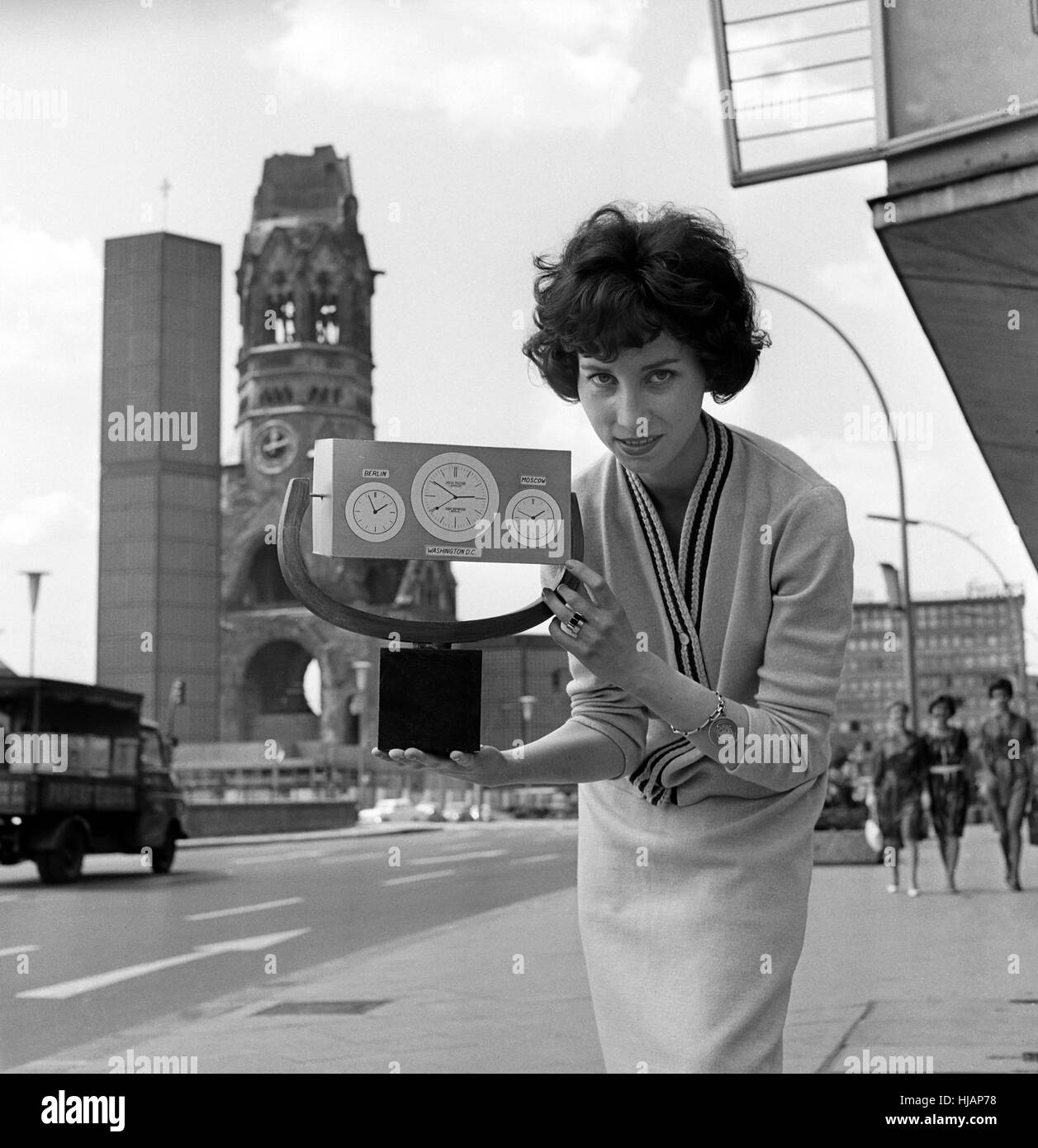 This woman presents a very valuable clock, on 2 June 1963 in front of ...