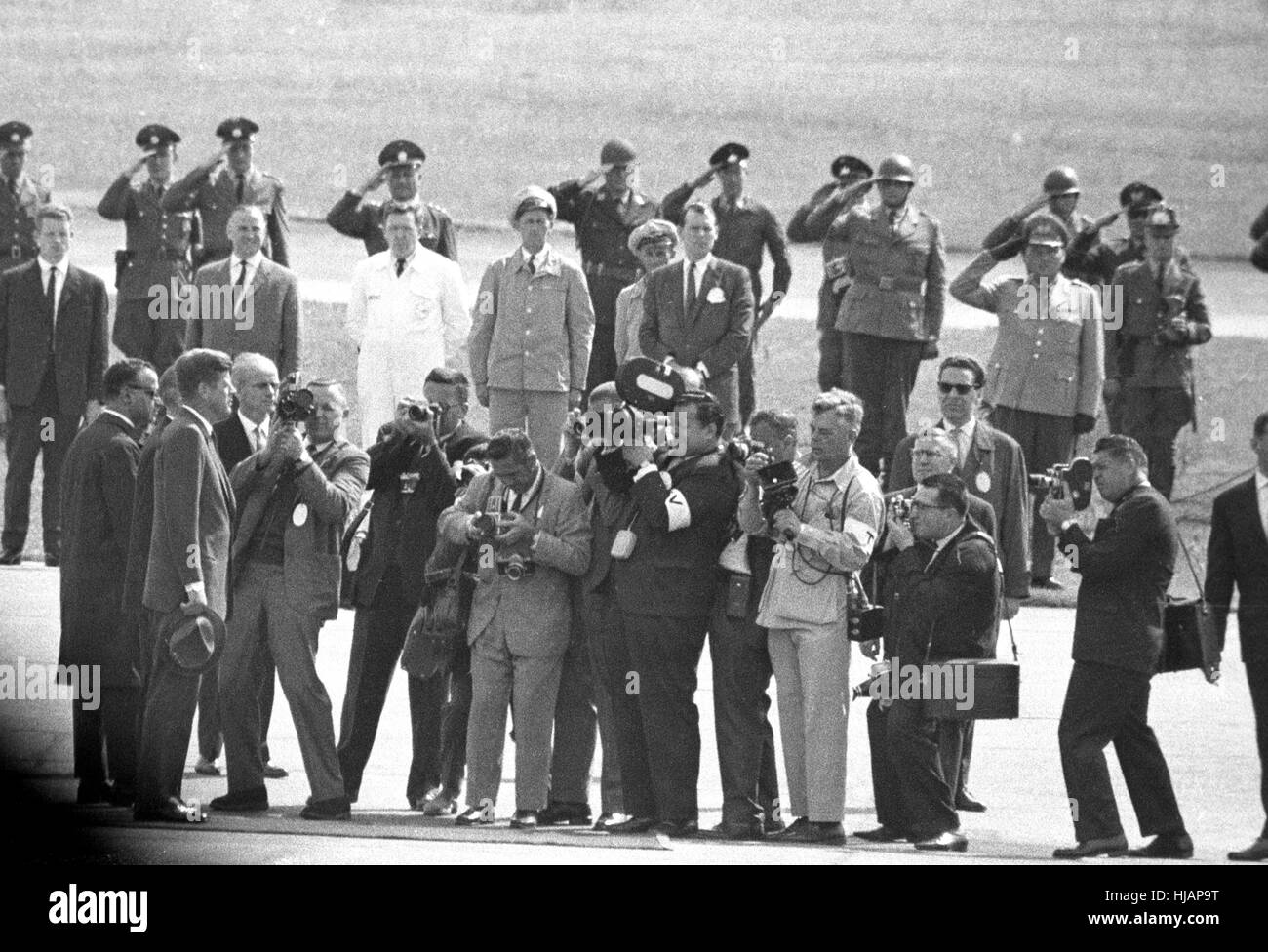 President John F. Kennedy (l) arrived on 23 June 1963 at the airport in ...