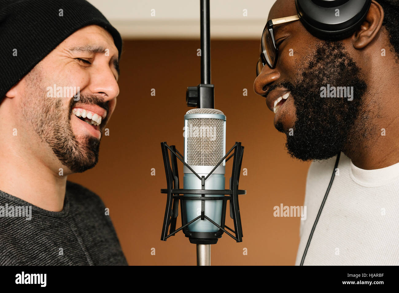 Multiracial artists singing on musical studio Stock Photo - Alamy