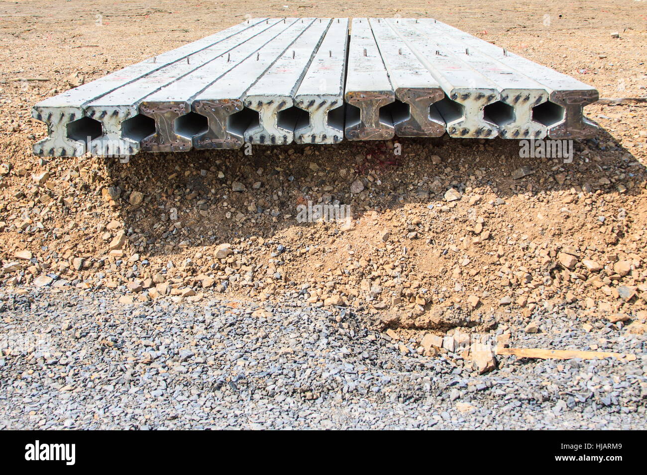 Concrete Stake at construction site, finished concrete pilings Stock ...