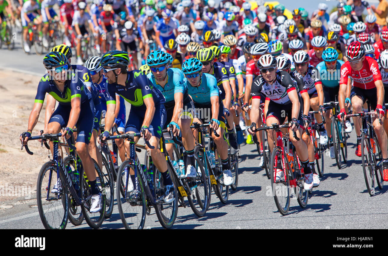 Tour Down Under TDU Santos cycling bike race pedaling crowd Aldinga ...