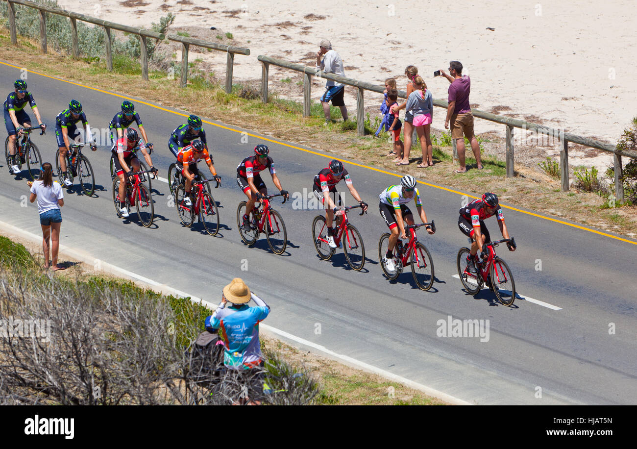 Tour Down Under TDU Santos cycling bike race pedaling crowd Aldinga ...