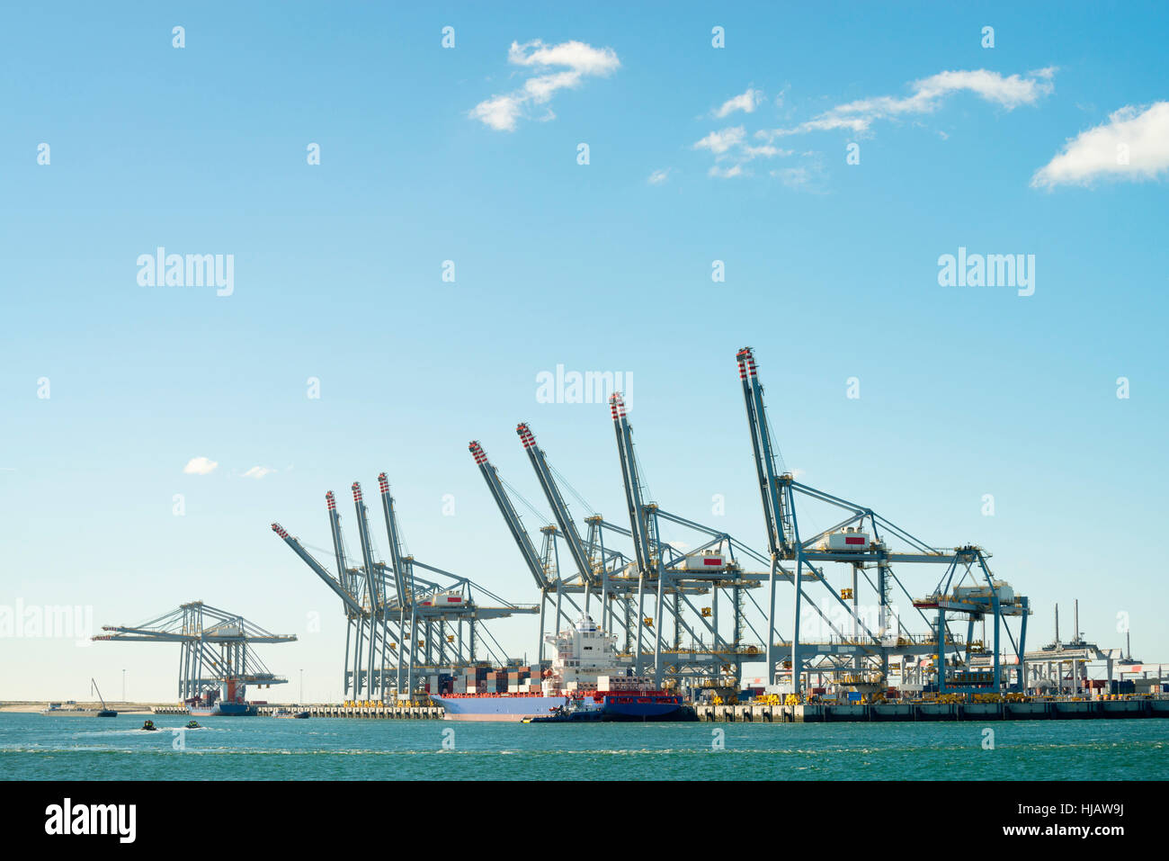 Modern container terminals at Tweede Maasvlakte, Rotterdam harbour ...