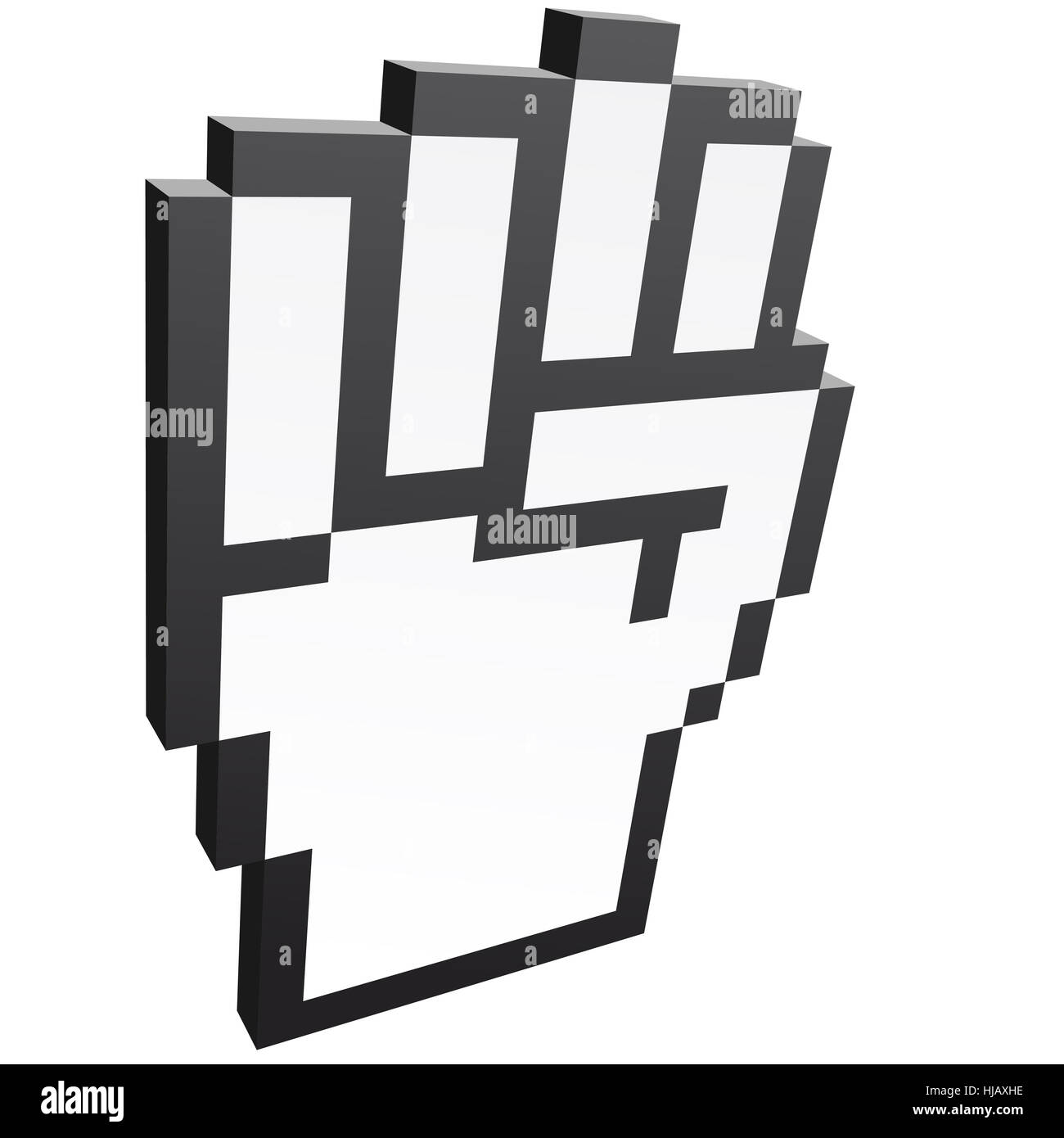 3d pixel graphics hand - fist Stock Photo - Alamy