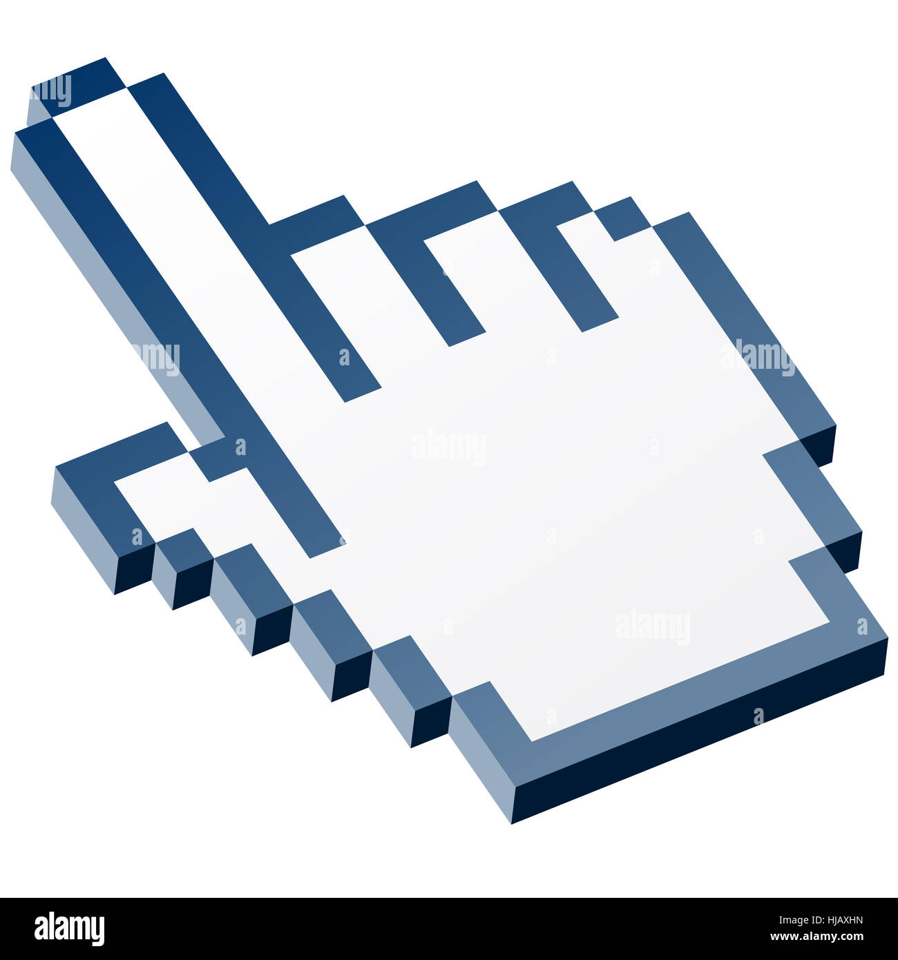 3d pixel graphics hand - index finger blue Stock Photo - Alamy
