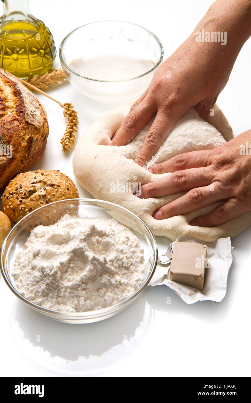 woman, make, food, aliment, bread, hand, housewife, female, closeup ...