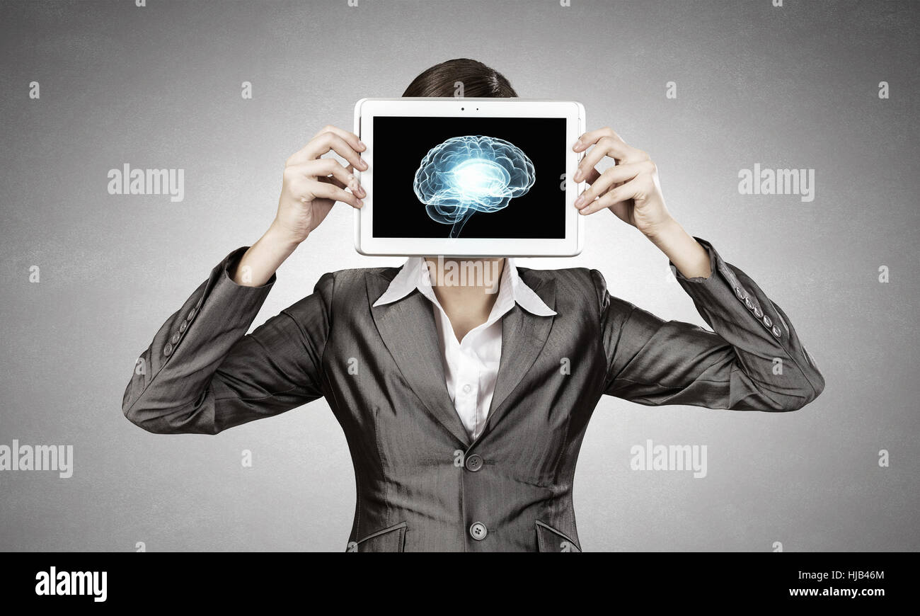 Thinking notebook woman tablet hi-res stock photography and images - Alamy