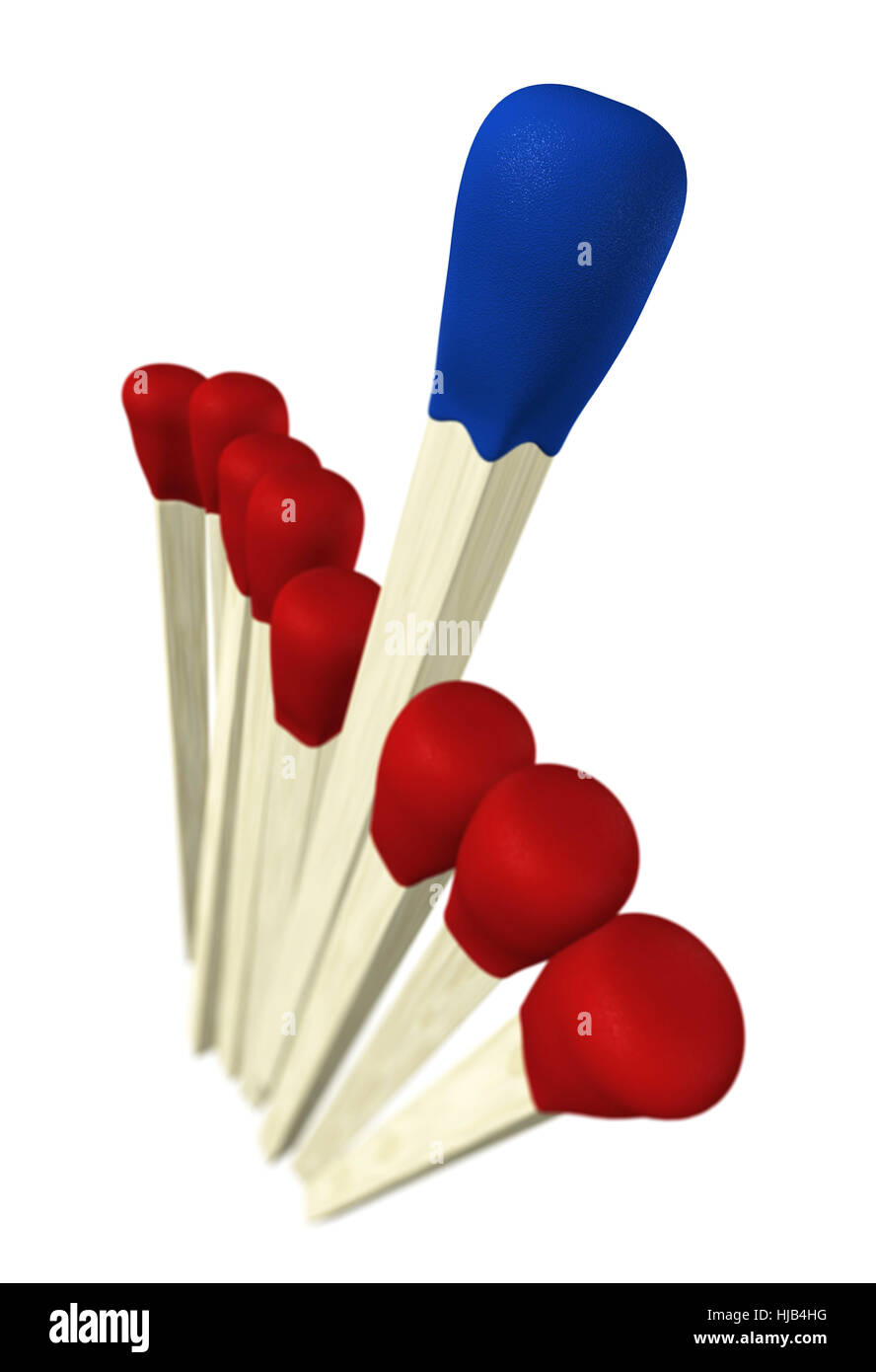 matchstick concept - blue wins 2 Stock Photo - Alamy