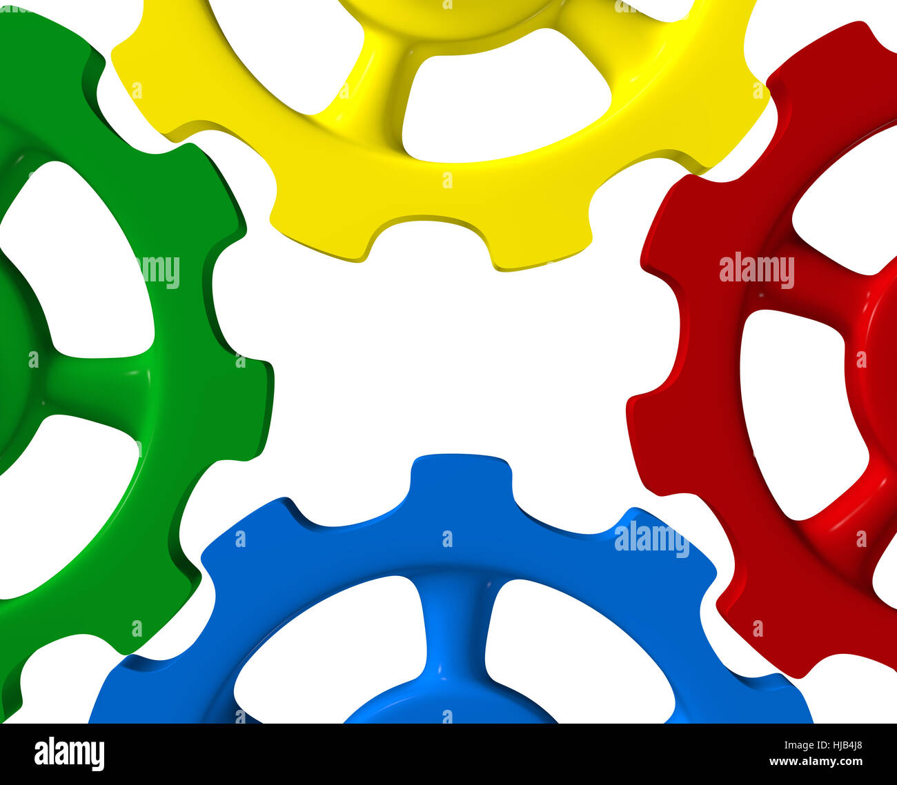 colorful gears - green red blue yellow 2 Stock Photo - Alamy