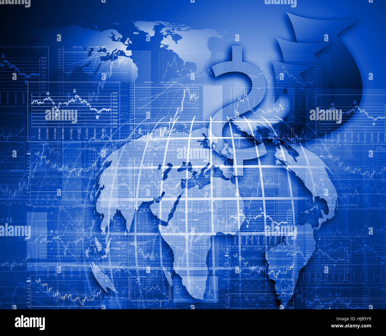 Colour illustration of business and financial charts and graphs Stock ...