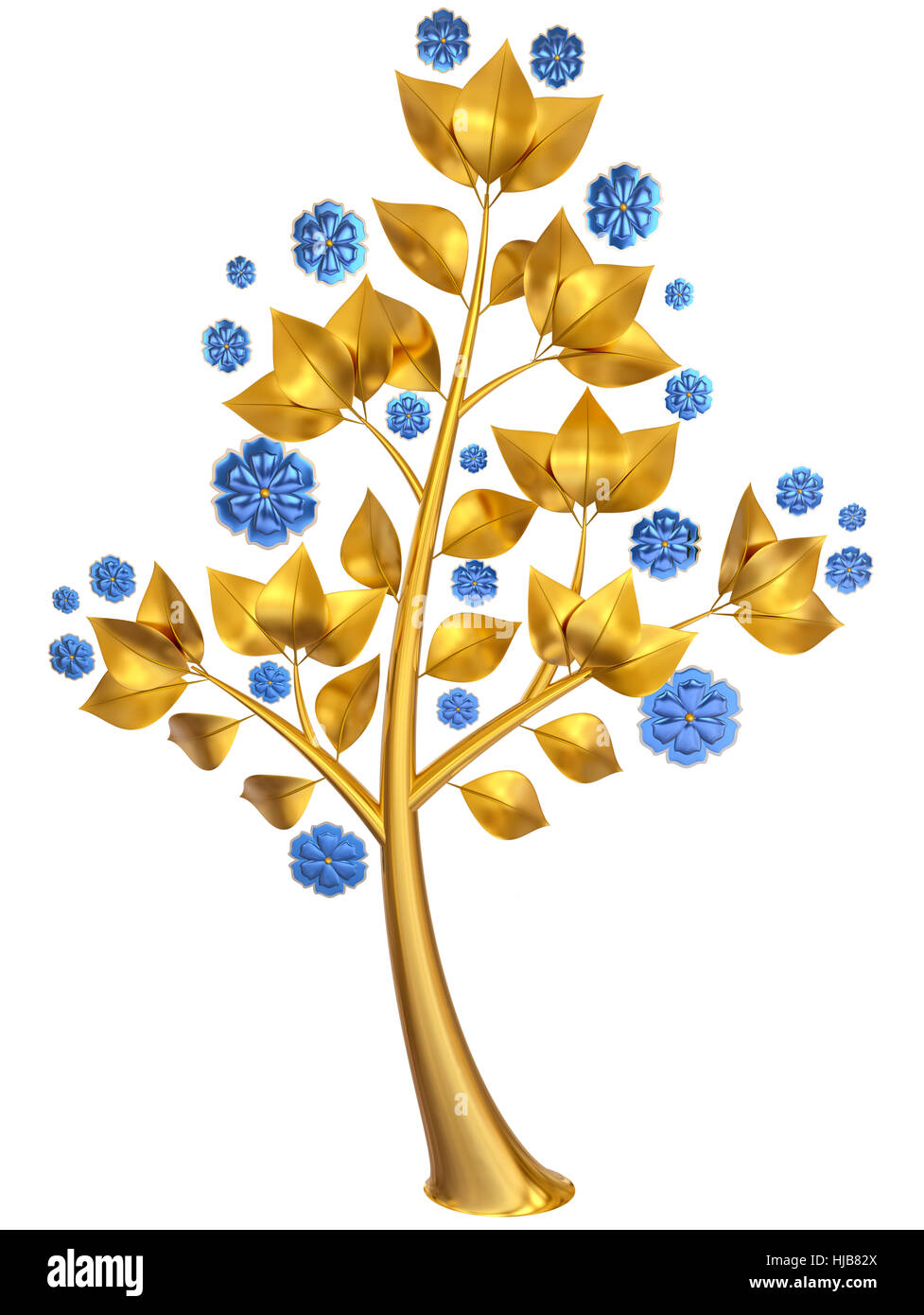 tree, flower, plant, vintage, golden, retro, gold, floral, blue ...