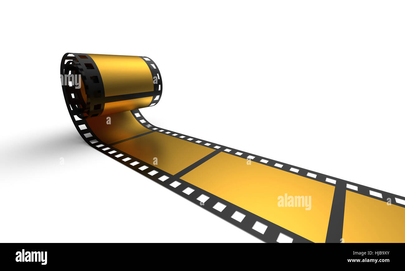golden film reel in front of white background 1 Stock Photo - Alamy