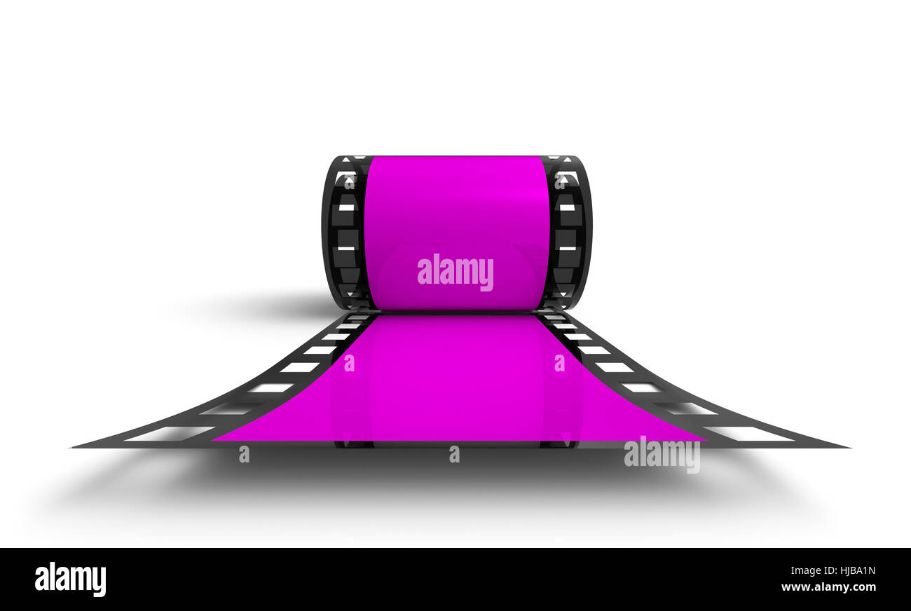 3d film reel - pink frontal view Stock Photo - Alamy