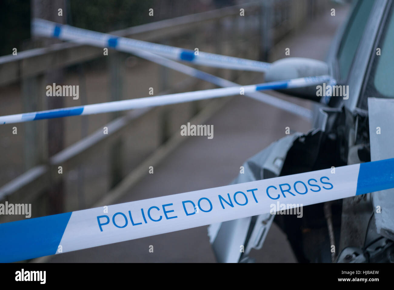 Police cordoned car crash hi-res stock photography and images - Alamy