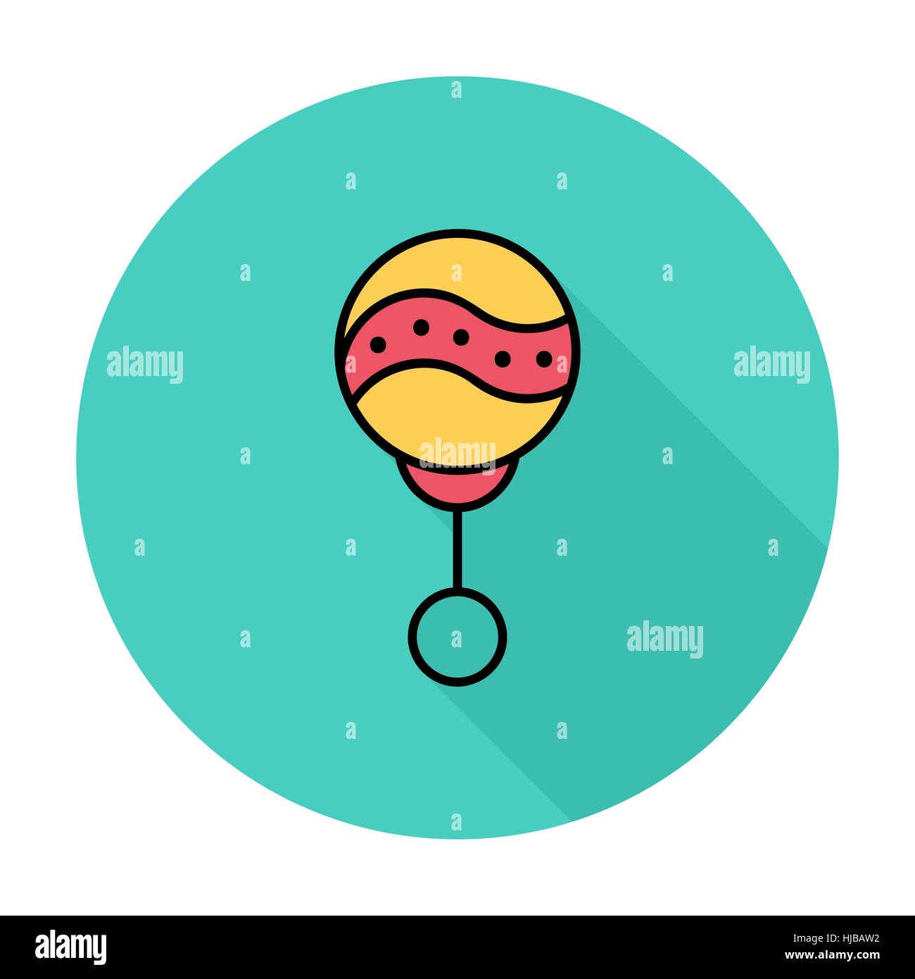 Rattle icon. Flat vector related icon with long shadow for web and ...