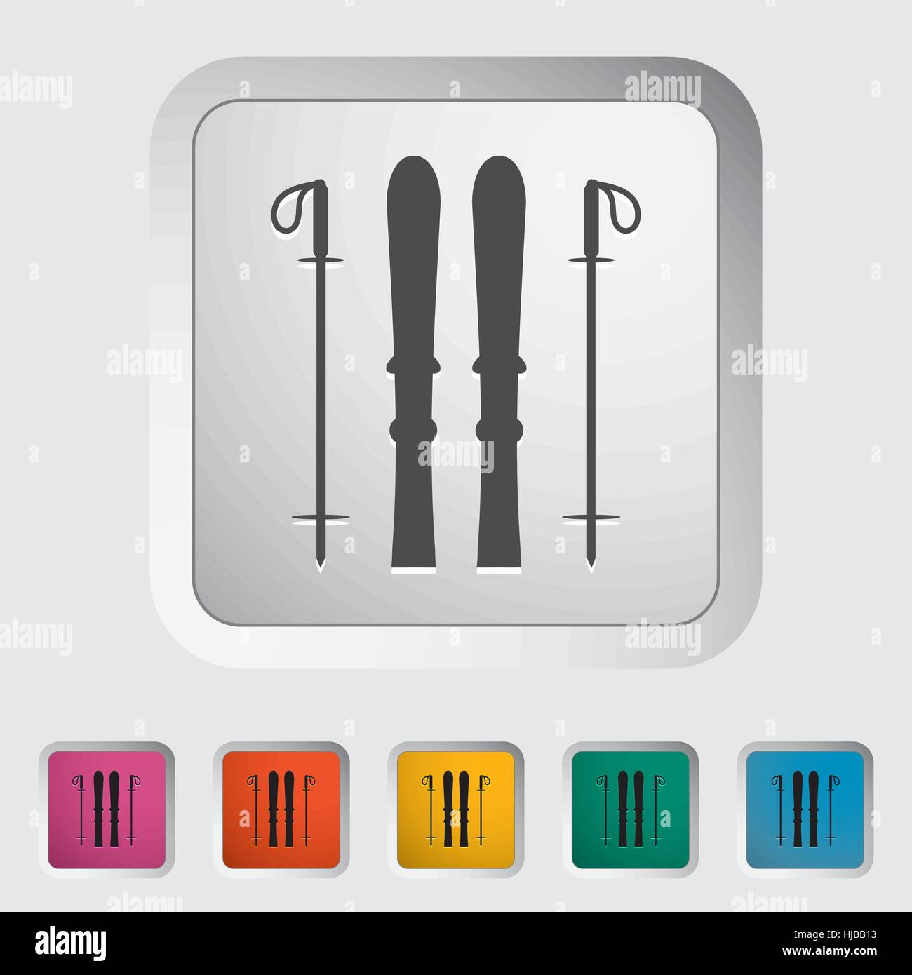 Ski. Single icon on the button. Vector illustration Stock Vector Image ...