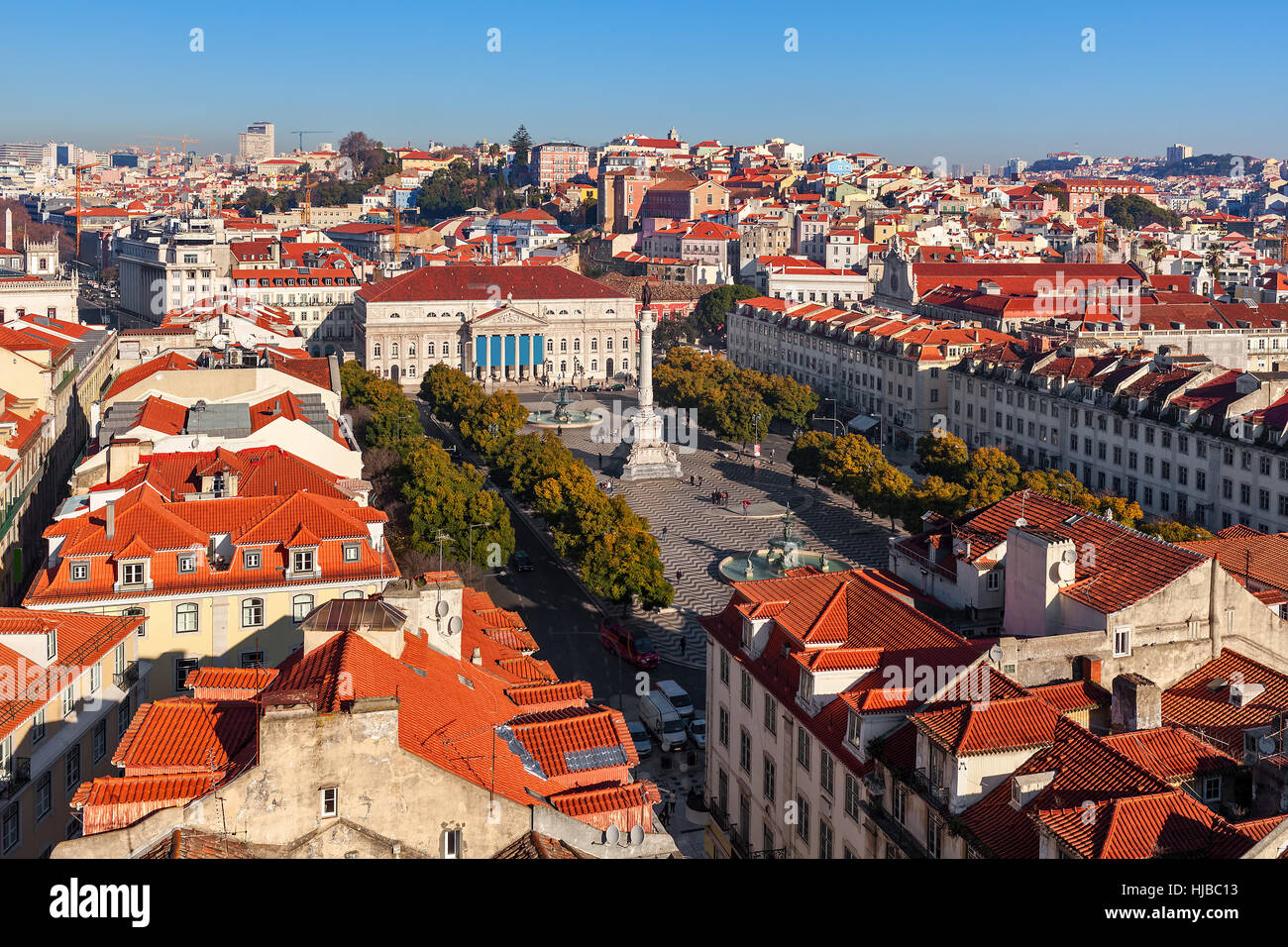 Aerial of praca do pedro iv square rossio square hi-res stock ...