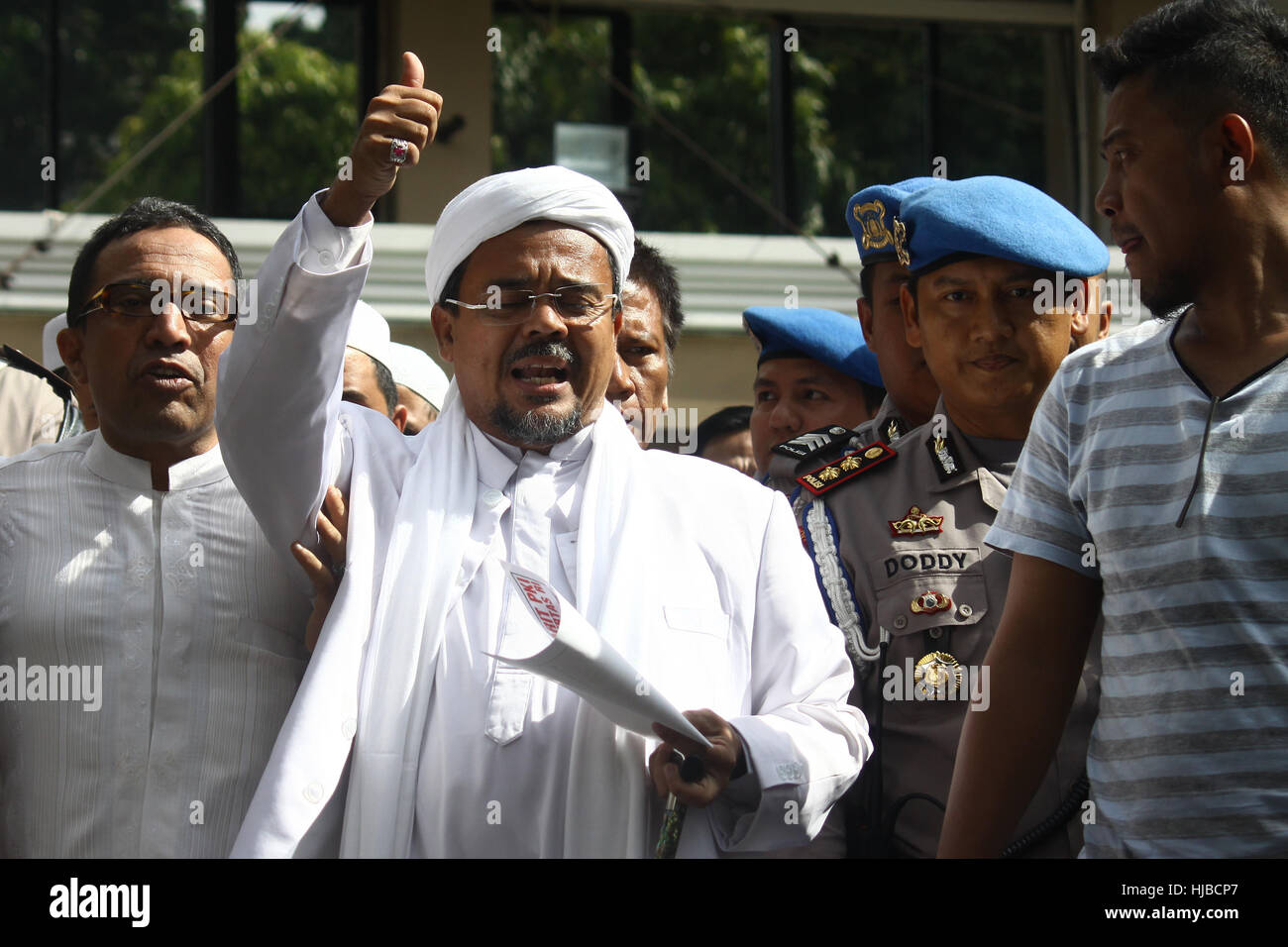 Jakarta, Indonesia. 23rd Jan, 2017. The leader of Islamic Defenders ...
