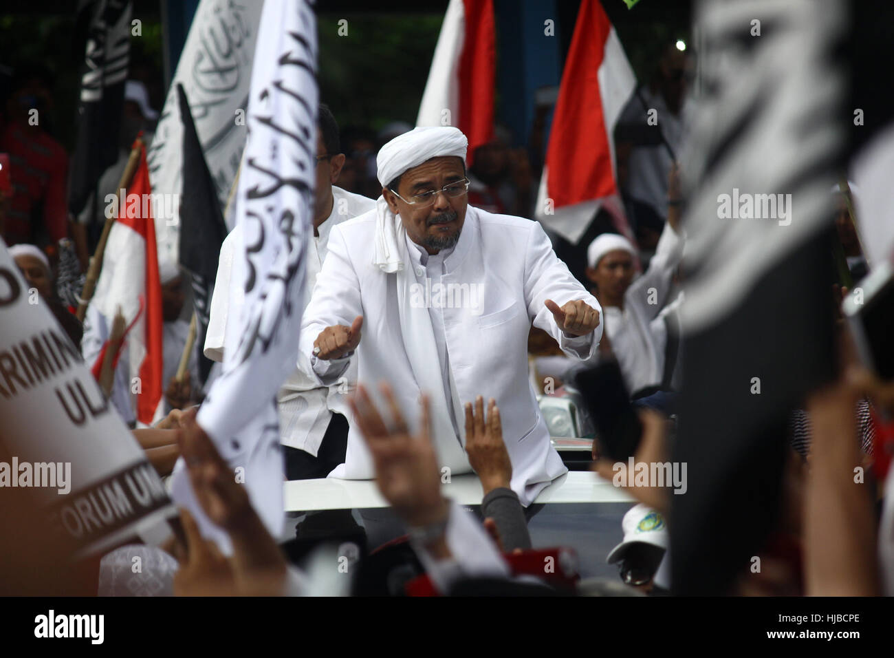 Jakarta, Indonesia. 23rd Jan, 2017. The leader of Islamic Defenders ...