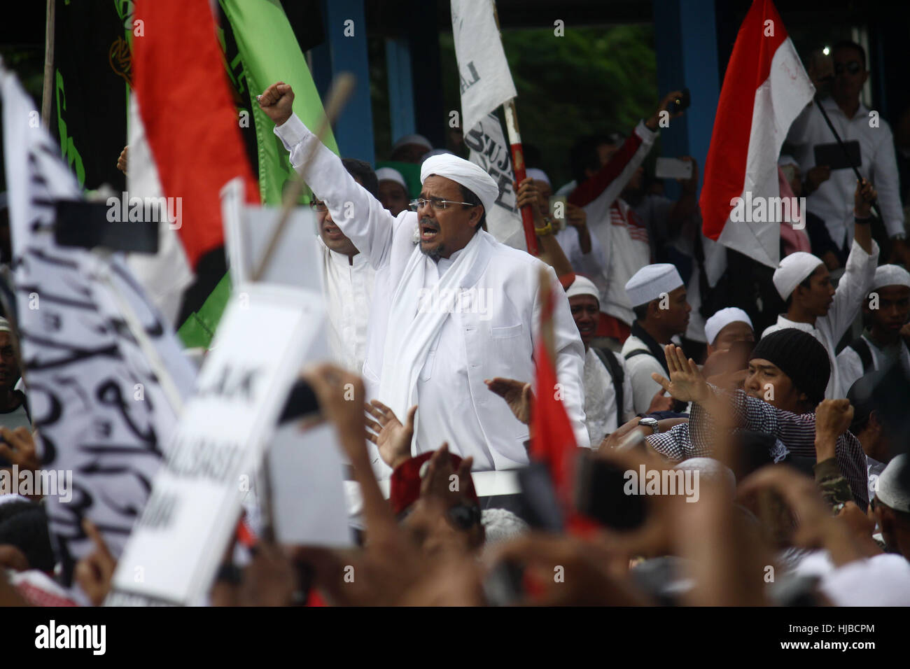 Jakarta, Indonesia. 23rd Jan, 2017. The leader of Islamic Defenders ...
