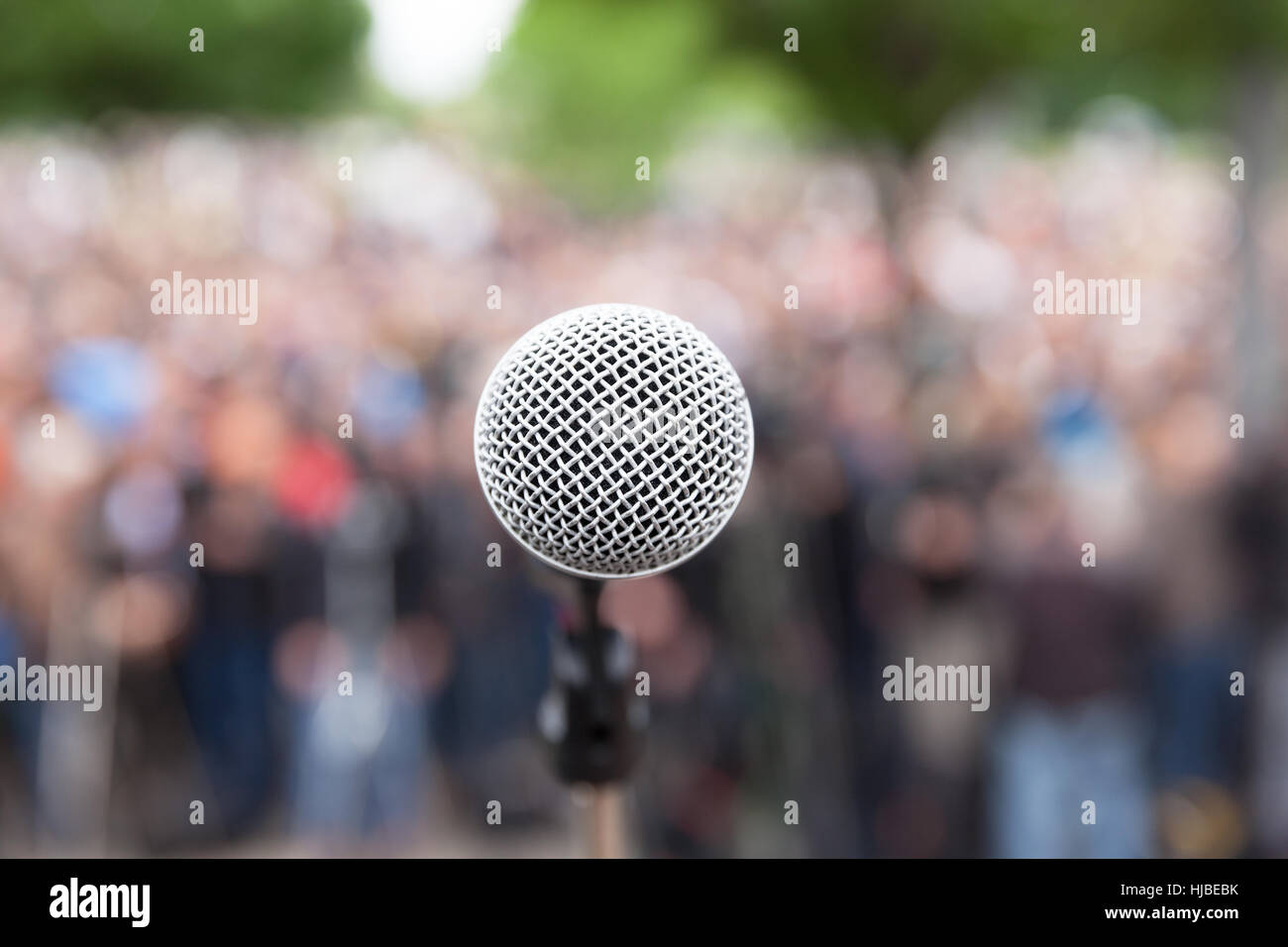 Political protest. Public demonstration. Microphone Stock Photo - Alamy