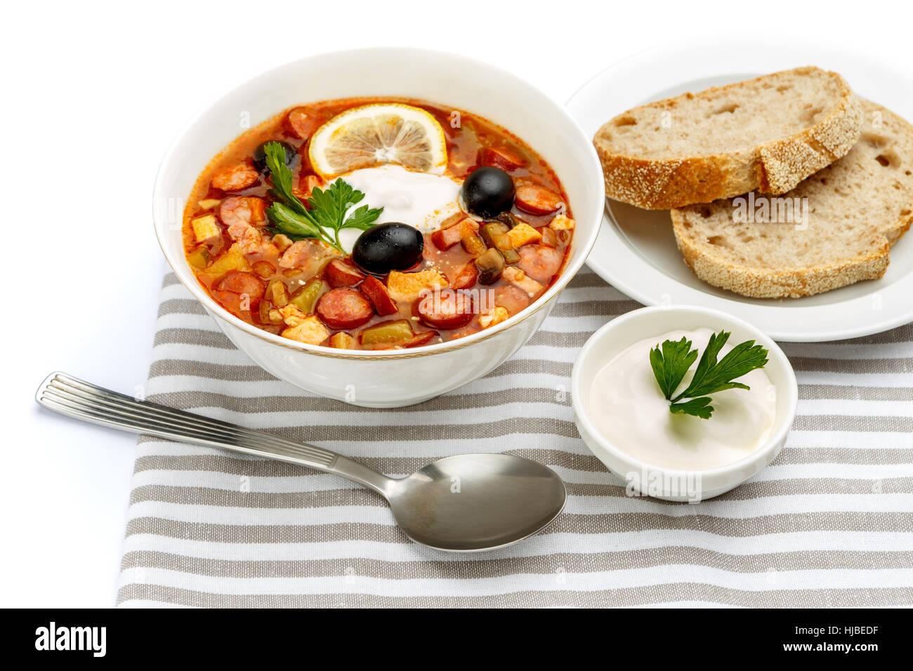Solyanka - Russian traditional meat soup Stock Photo - Alamy