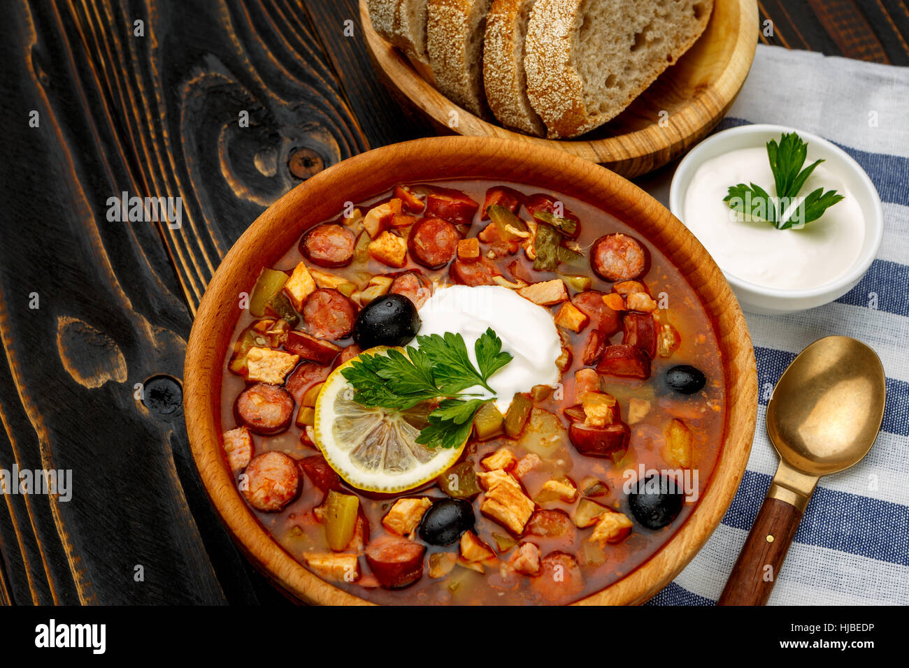Solyanka - Russian traditional meat soup Stock Photo - Alamy