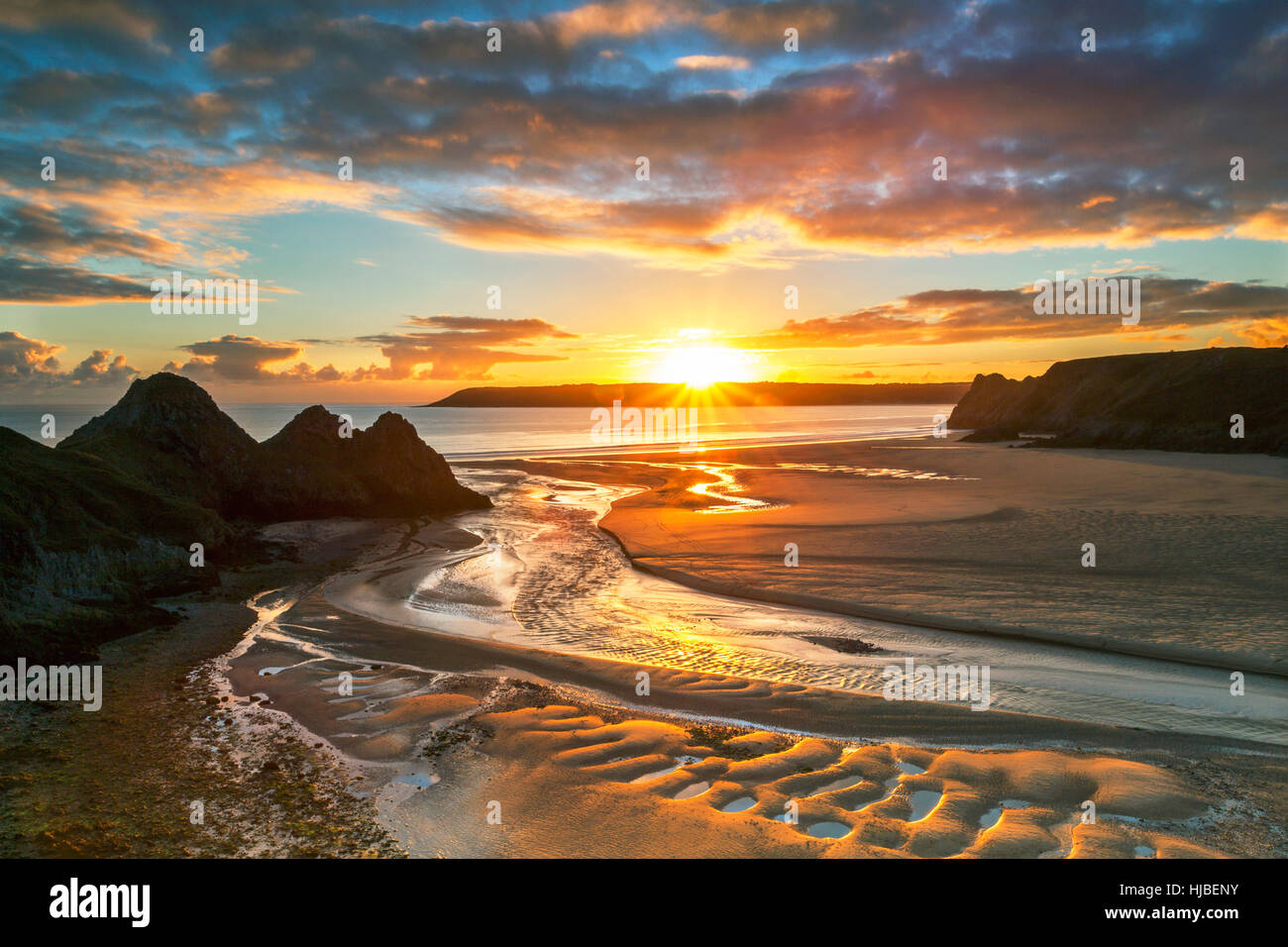 Three Cliffs Bay, Gower, Wales, UK Stock Photo - Alamy