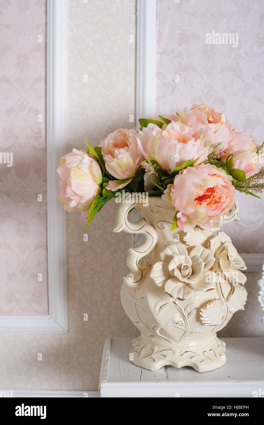 decor of floral bouquets in Interior Stock Photo - Alamy