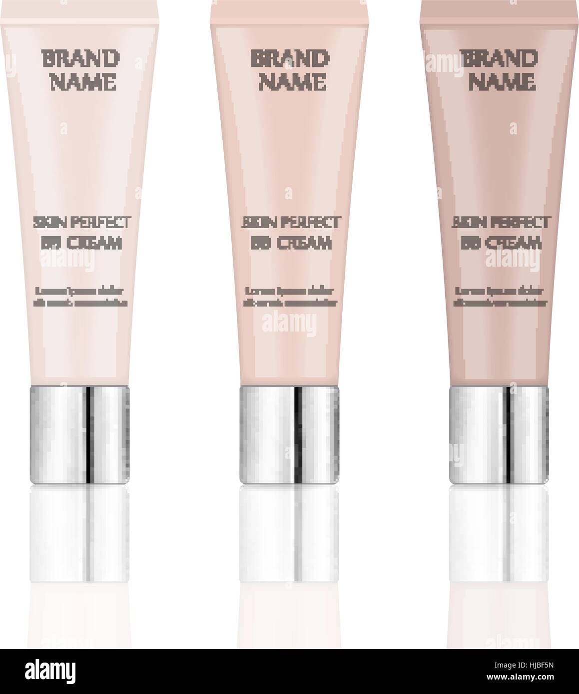 BB cream realistic package set with different shades, isolated on white ...