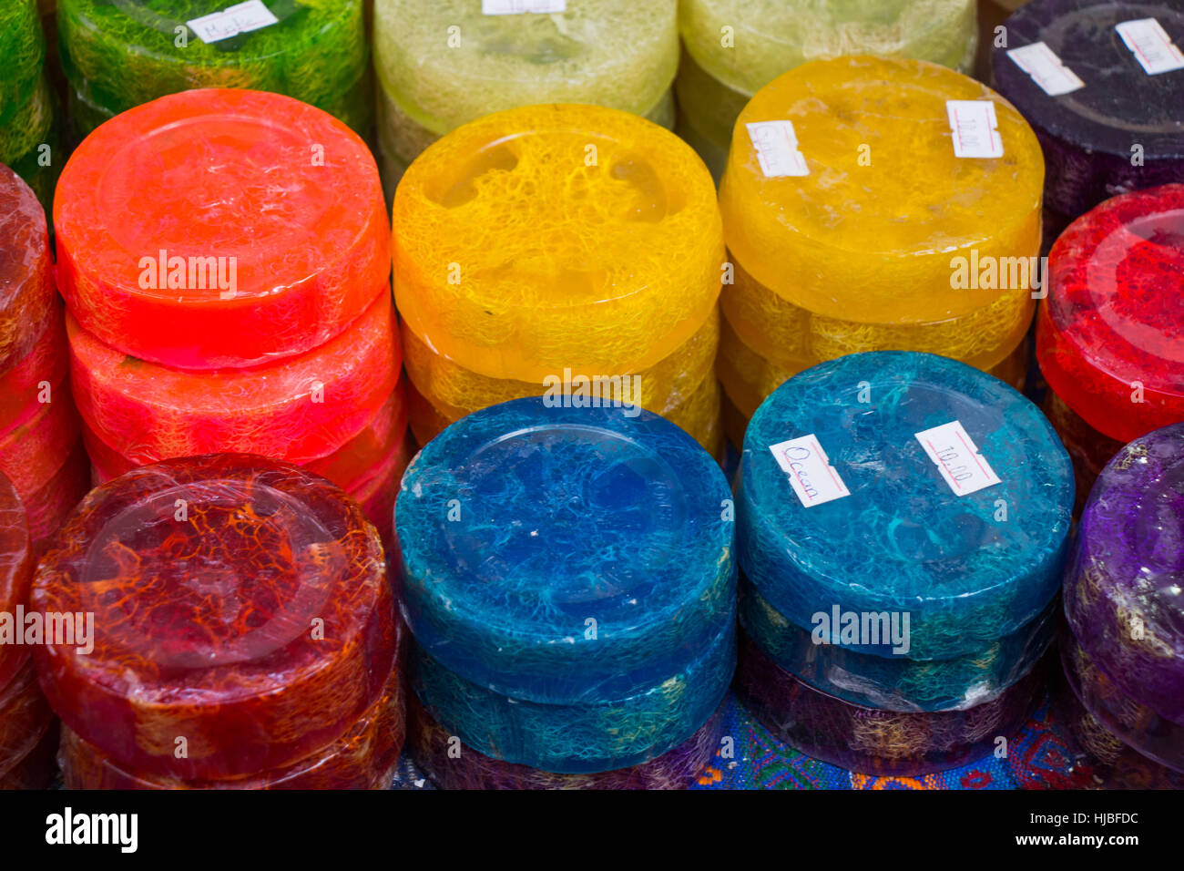 Collection of bars of fragrant hand made organic soap Stock Photo - Alamy