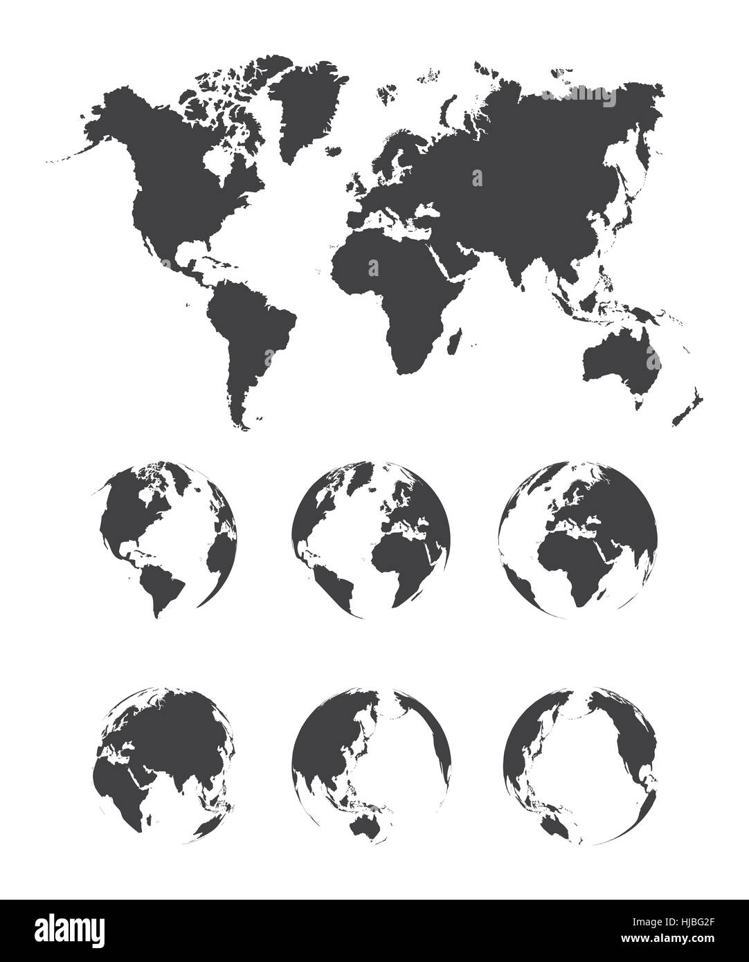 Flat map of earth asia Cut Out Stock Images & Pictures - Alamy