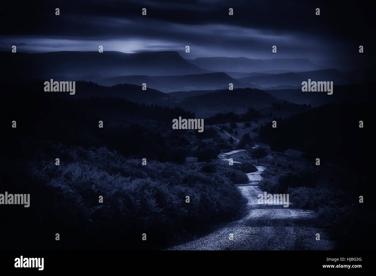 path in the mountain at night Stock Photo - Alamy